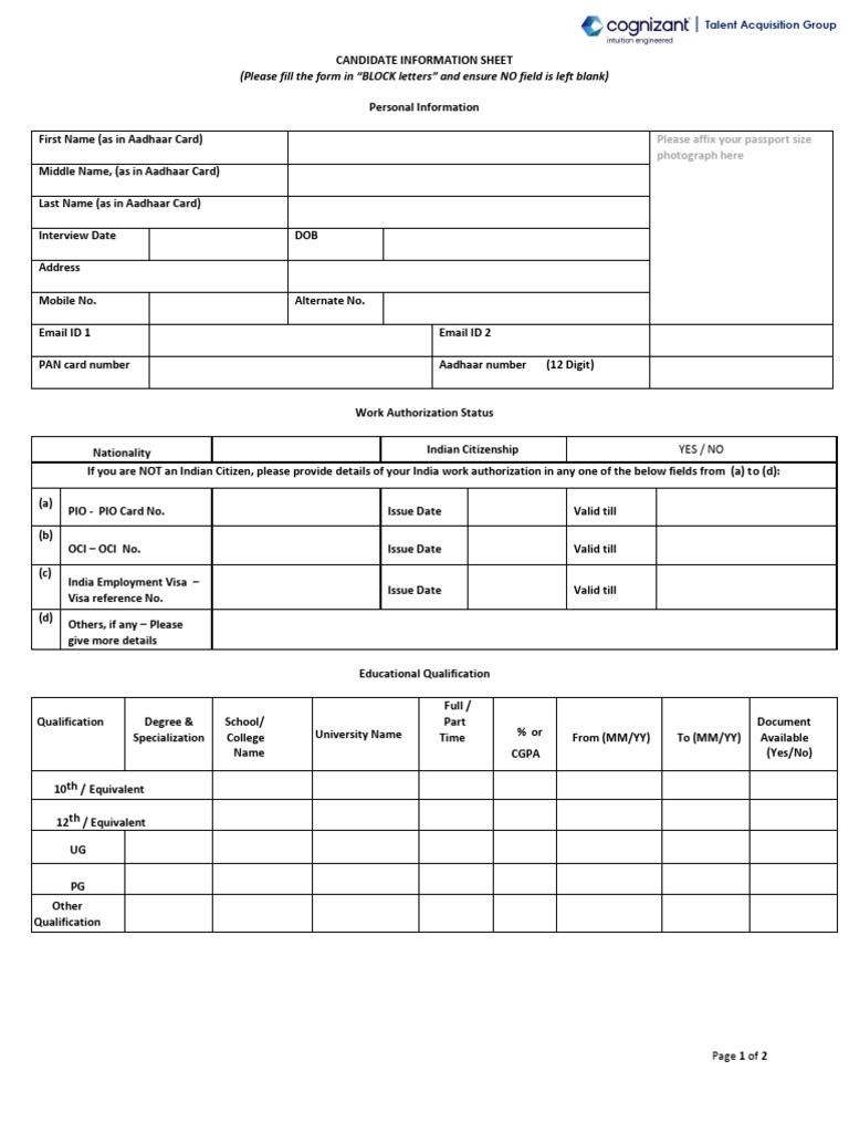 Candidate Information Sheet | PDF | Government And Personhood