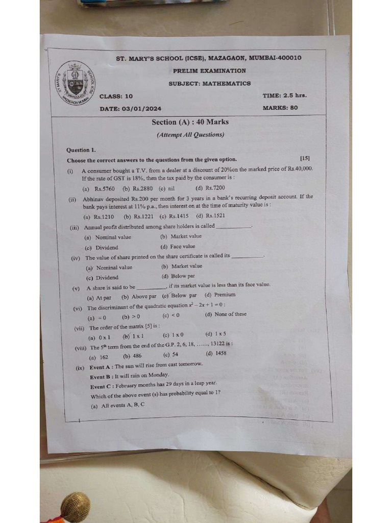 Marys Math Paper | PDF