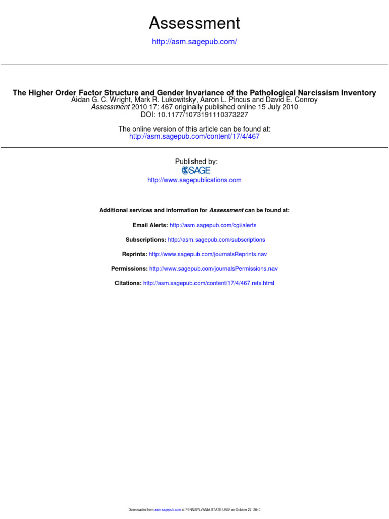 The Higher Order Factor Structure and Gender Invariance of The PNI ...