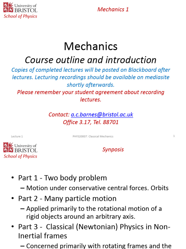 All Lectures Together | PDF | Orbit | Classical Mechanics