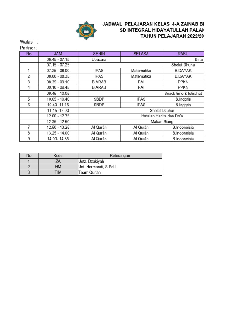 JADWAL PELAJARAN 23-24 SEM.2 BLOK SEM.2 | PDF