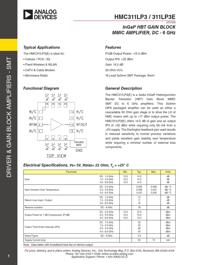 HMC 311 LP 3 | PDF | Amplifier | Electricity