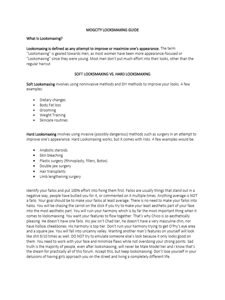 MOGCITY Looksmaxxing Guide 1-2 | PDF