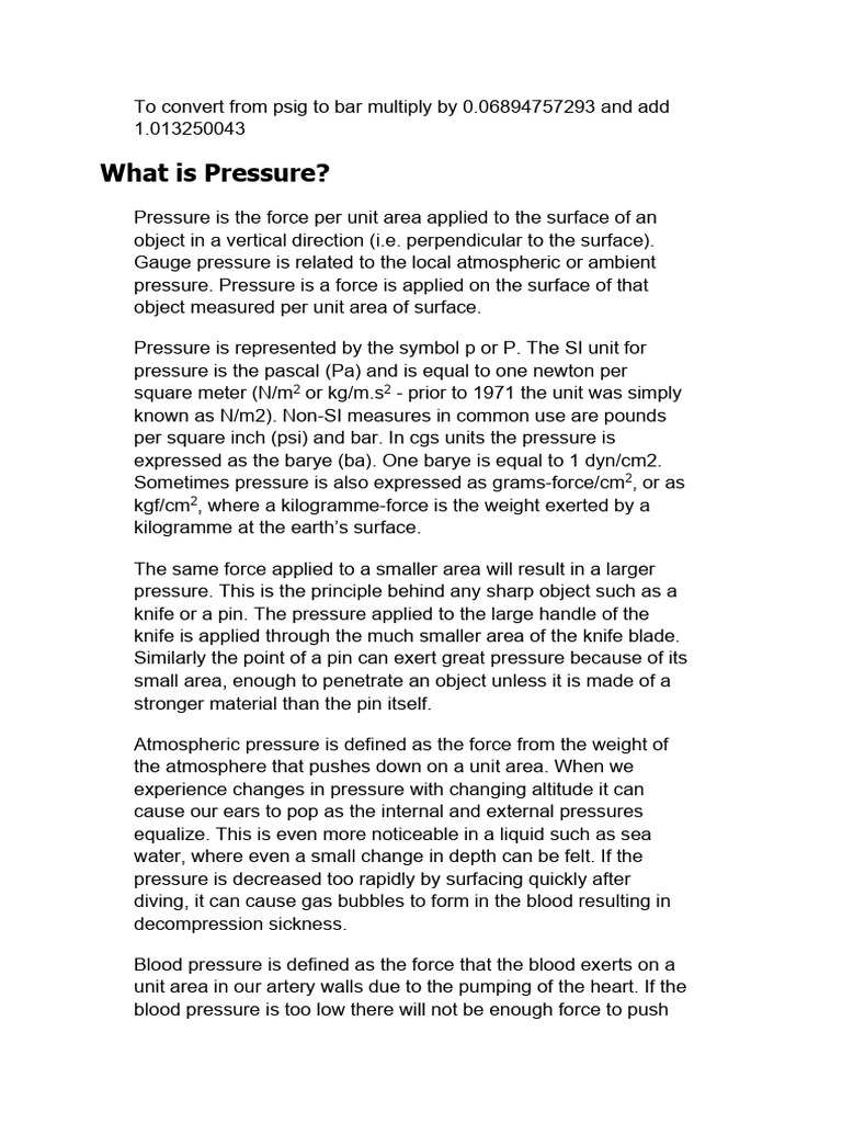 What Is Pressure | Download Free PDF | Pressure | Pressure Measurement