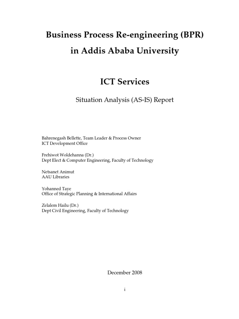 BPR of ICT Services at Addis Ababa University | PDF | Business Process ...