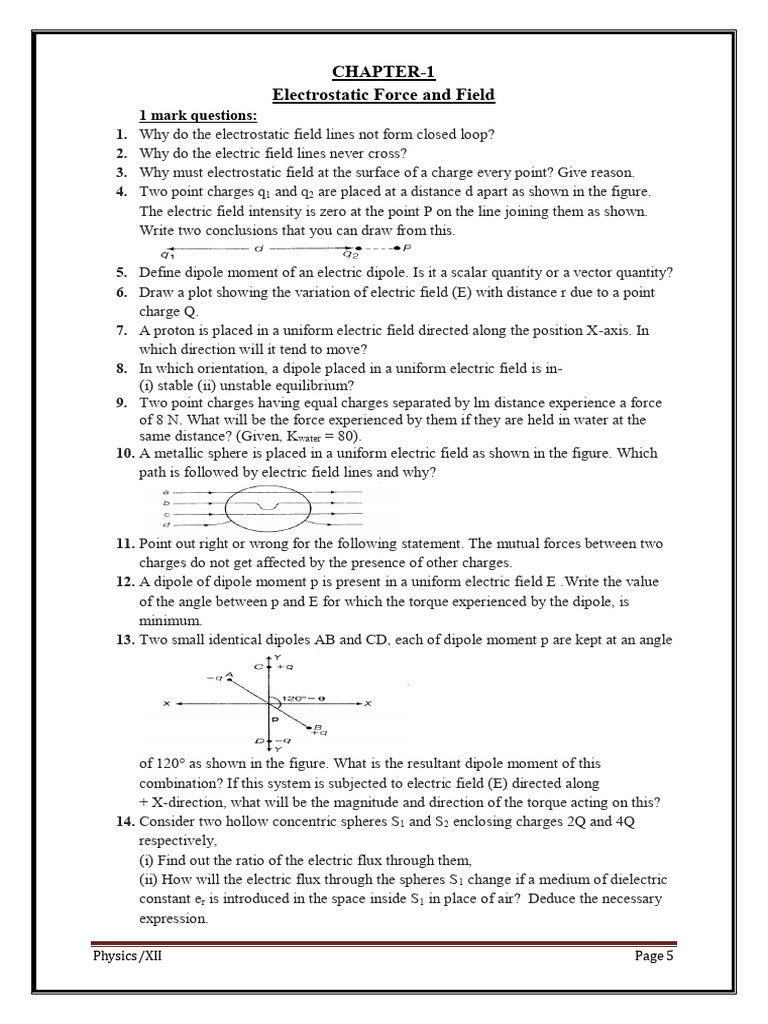 Electrostatics: Key Concepts & Problems | PDF | Electric Charge | Electric Field