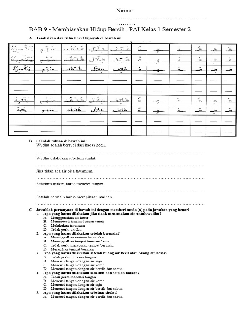 BAB 9 - Membiasakan Hidup Bersih _ PAI Kelas 1 Semester 2 _ Kurikulum ...