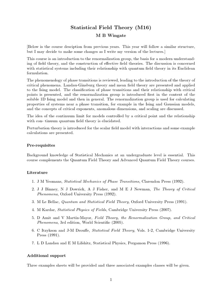 Statistical Field Theory | PDF