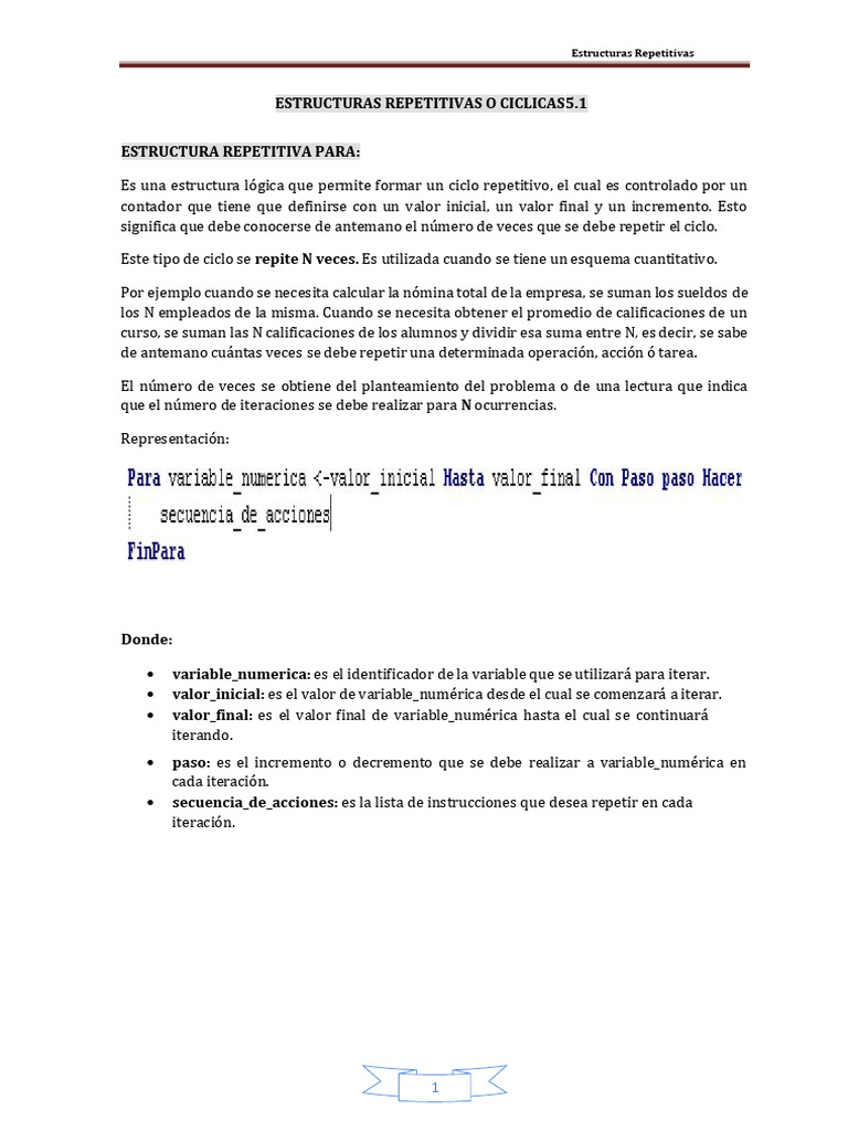 Estructuras Repetitivas | PDF | Algoritmos | Matemáticas Aplicadas