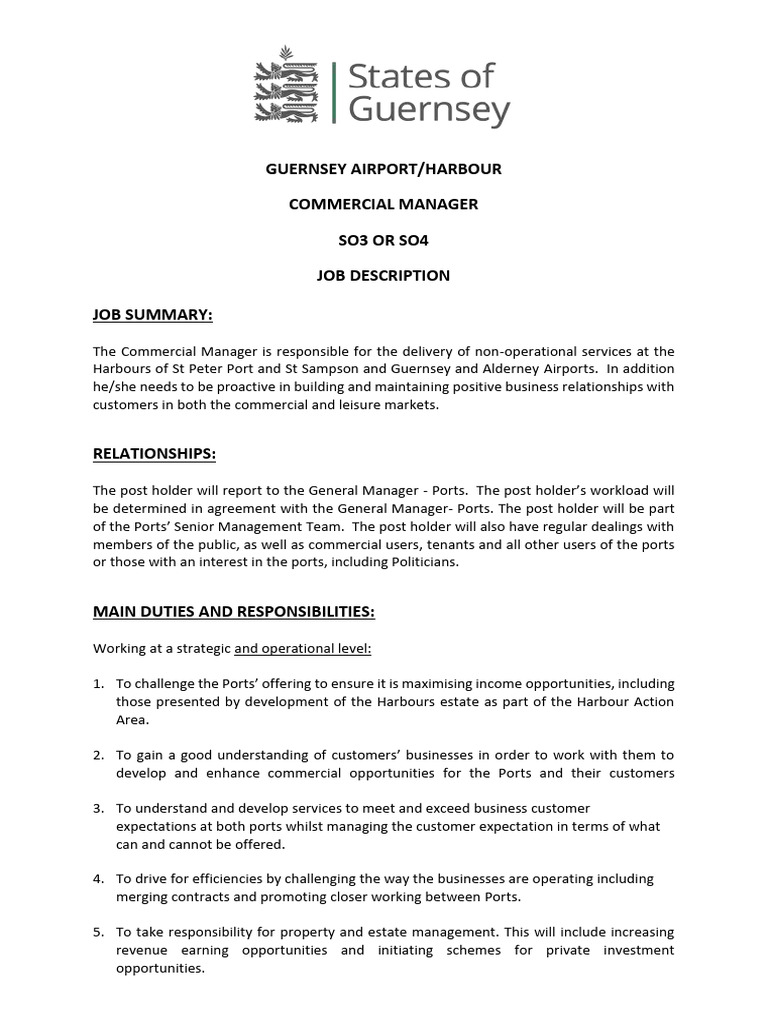 Commercial Manager Role | PDF | Property Management | Negotiation