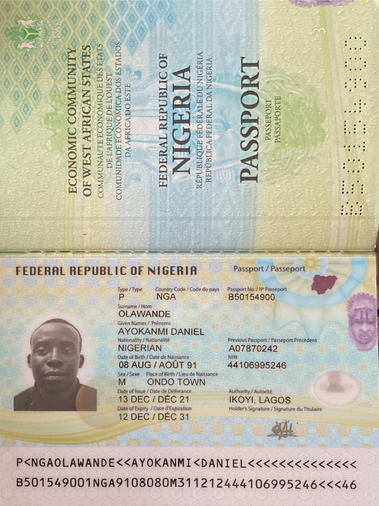 Pastor Daniel Olawande - Passport | PDF
