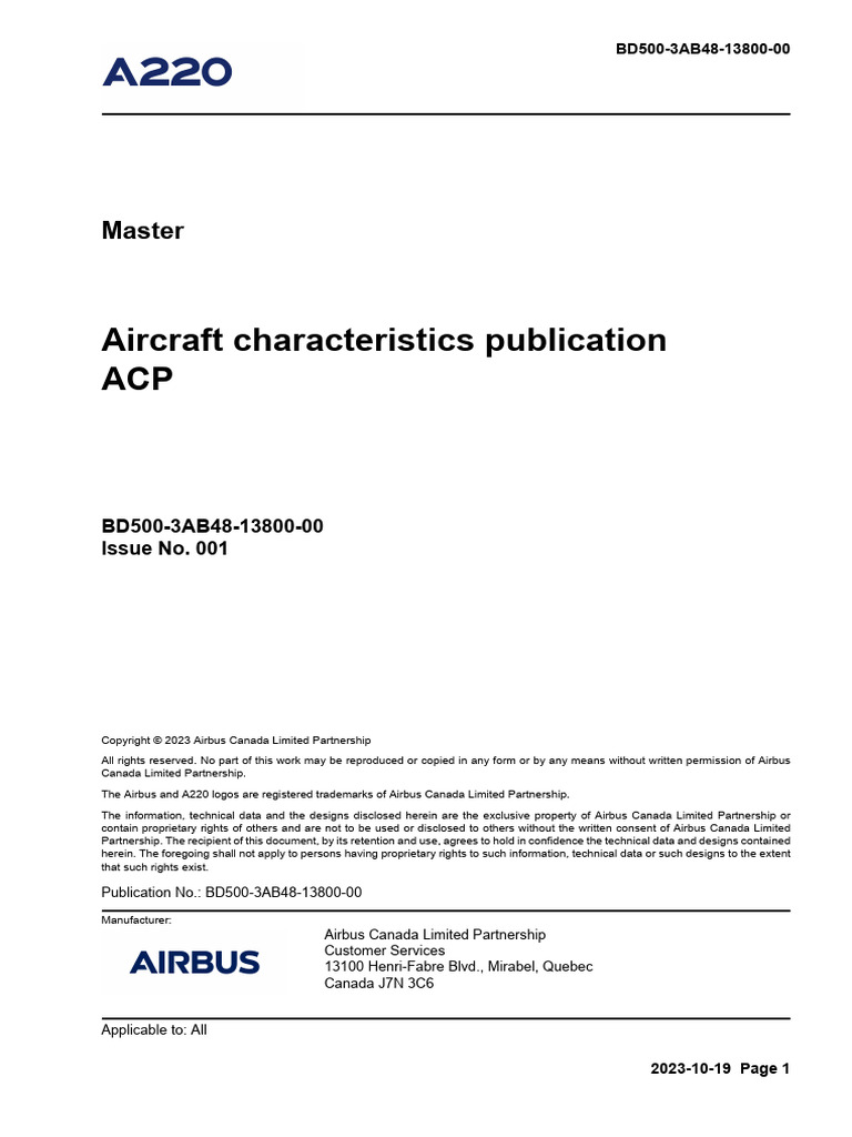A220 ACP Issue001 00 19oct2023 | PDF | Gallon | Aircraft
