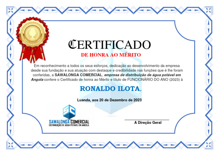 Certificado de Honra Ao Mérito | PDF
