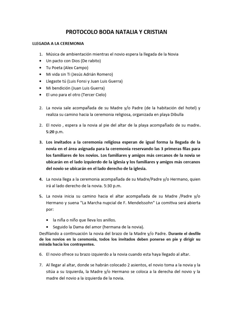 Protocolo Bodas | PDF | Boda
