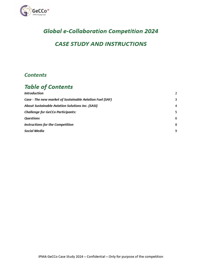 GeCCo 2024: SAF Innovation Challenge | PDF | Sustainability | Infrastructure