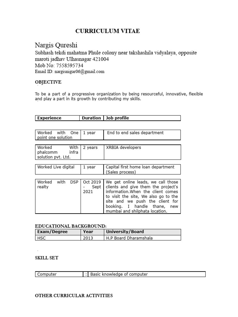 Nargis Resume | PDF