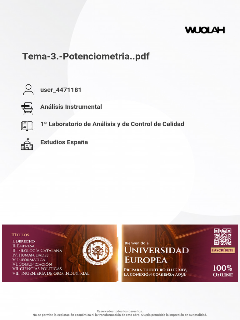 Wuolah Free Tema 3. Potenciometria. | PDF | Redox | Ph
