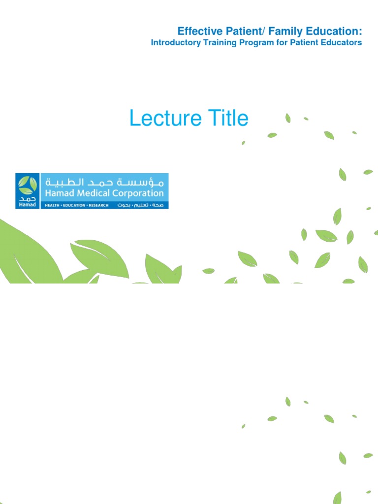 Patient Educator Training Program | PDF | Self-Improvement | Wellness