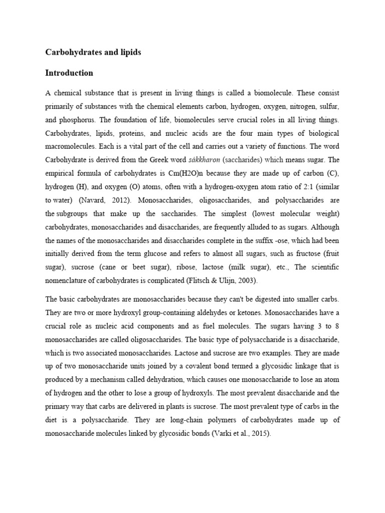 Carbohydrates and Lipids Overview | PDF | Carbohydrates | Lipid