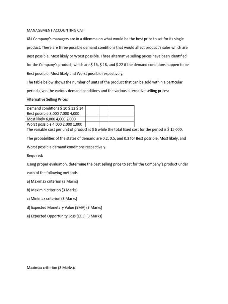 Management Accounting Cat | PDF | Economics | Business Economics