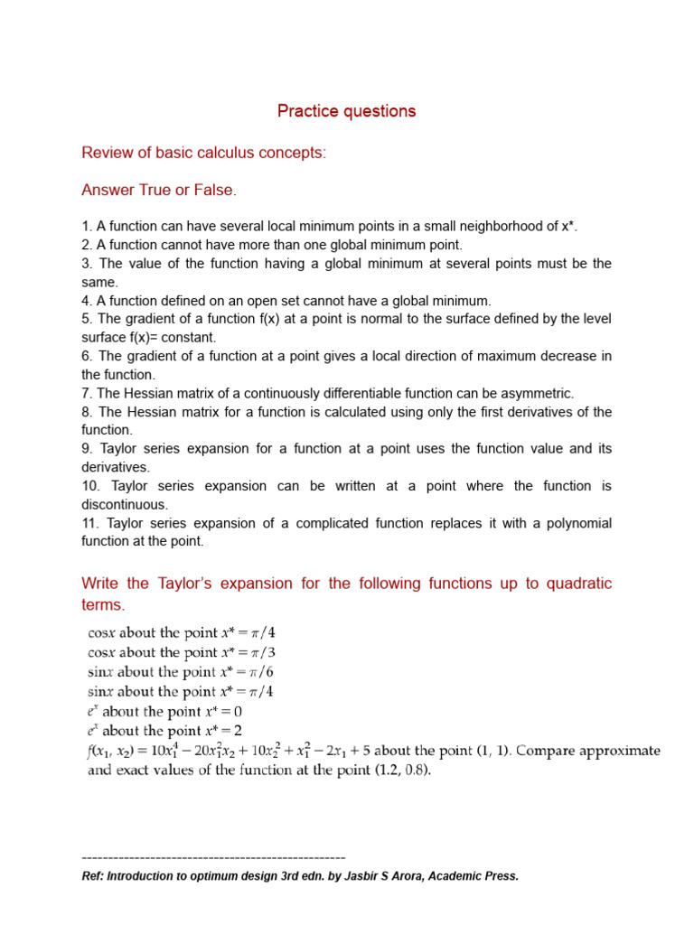 Practice Questions-Optimization-1 | PDF | Mathematical Optimization | Function (Mathematics)