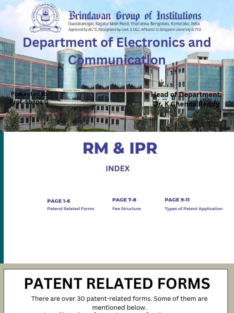 RM & Ipr | PDF | Patent Application | Patent