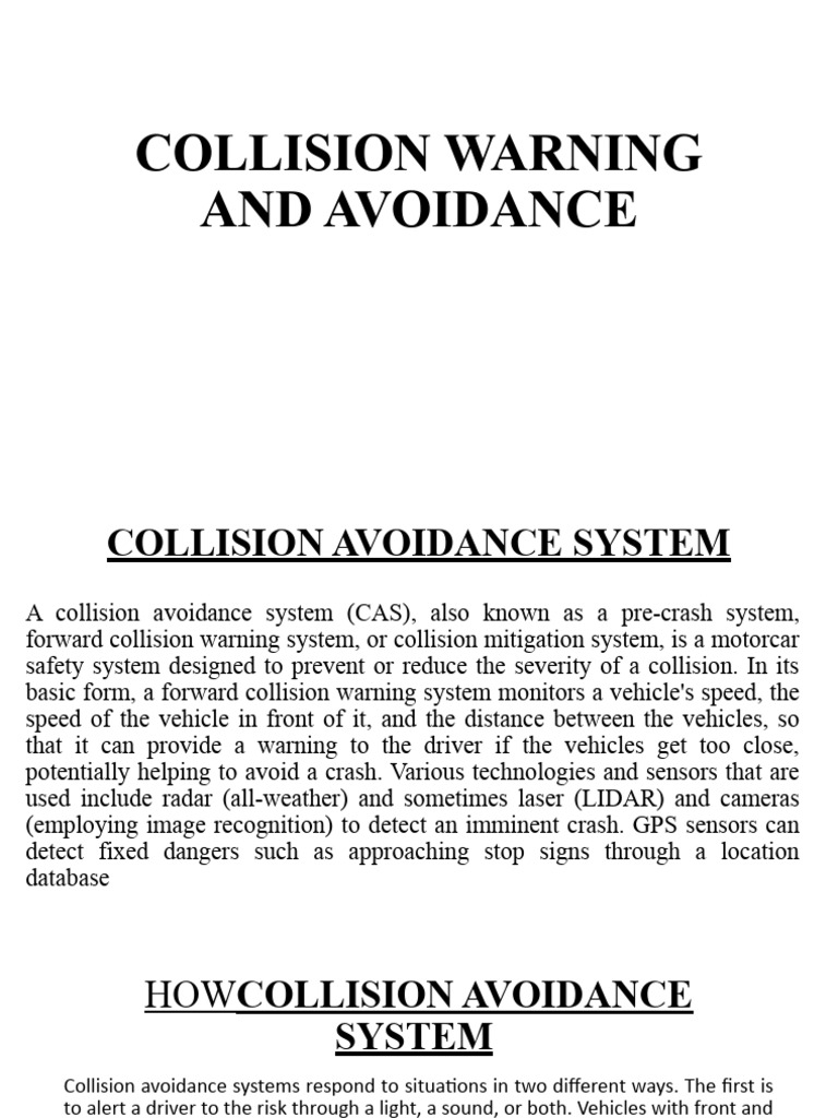 Collision Warning and Avoidance | PDF | Transportation Engineering ...