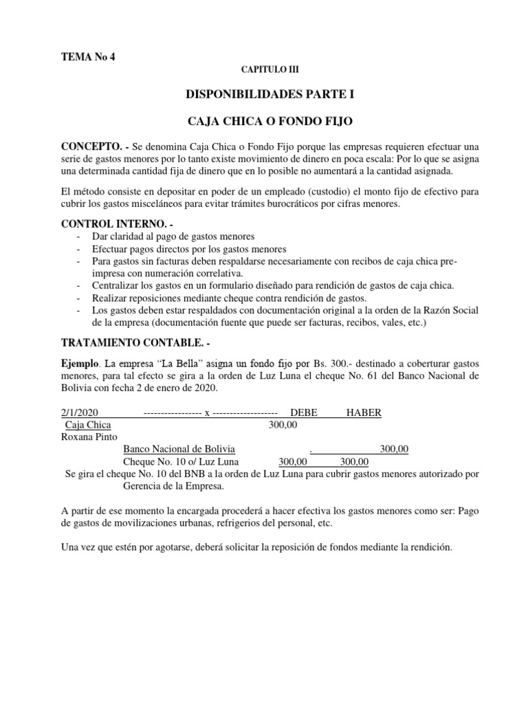 TEMA No 4 CAJA CHICA O FONDO FIJO | PDF