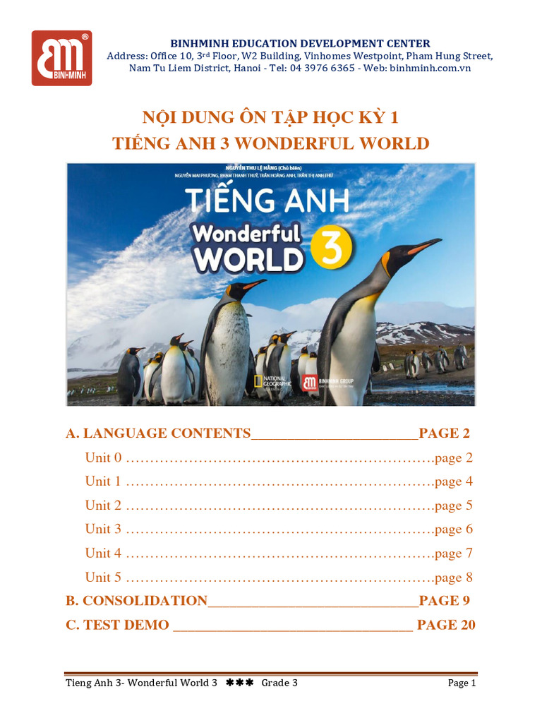 Đề Cương Ôn Tập HK I Lớp 3 Tiếng Anh 3 - Wonderful World | PDF | Classroom | Linguistics