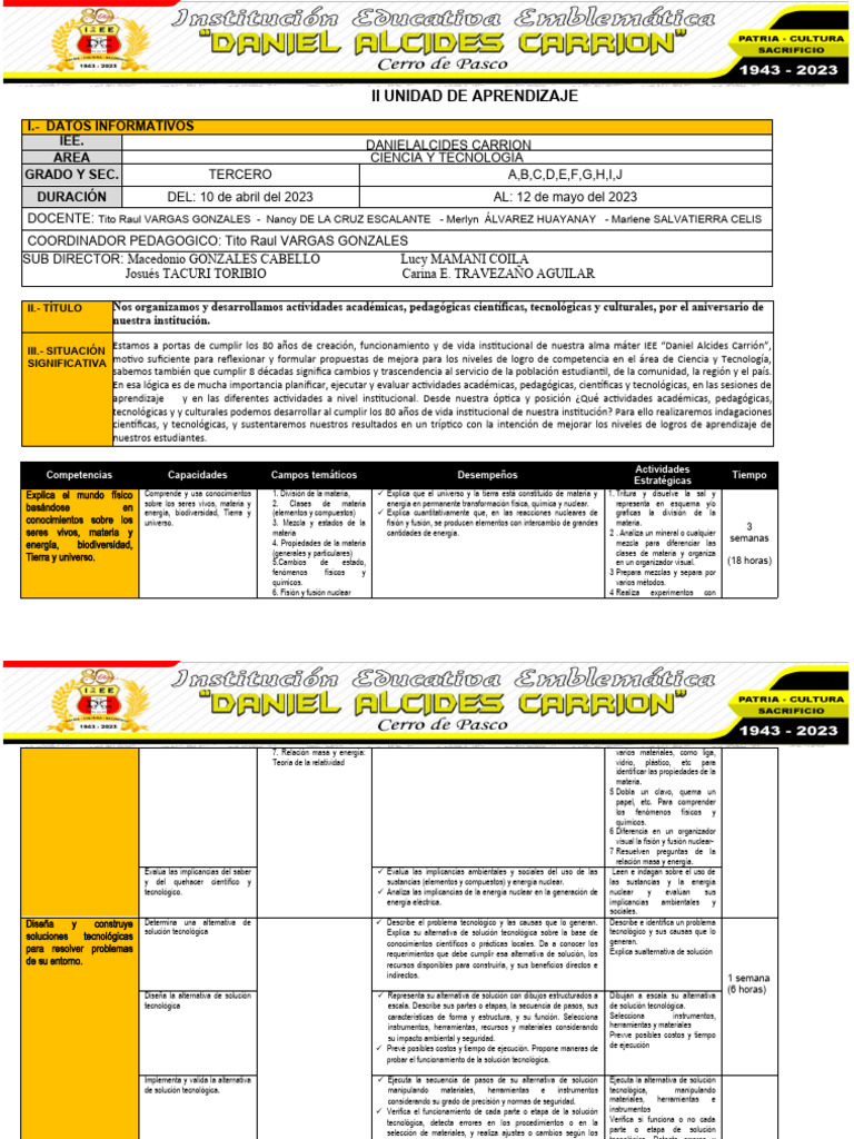Unidad Ii de Aprendizaje. 3ro. | PDF