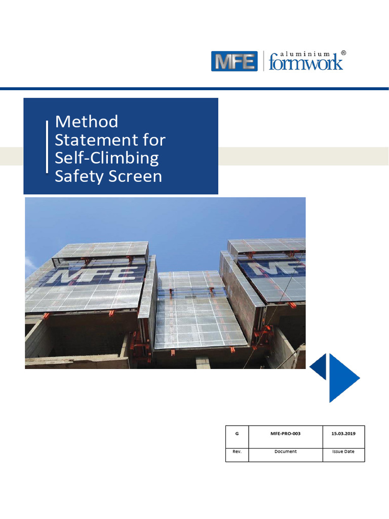 MFE-PRO-003.G Self - Climbing Safety Screen Method Statement | PDF