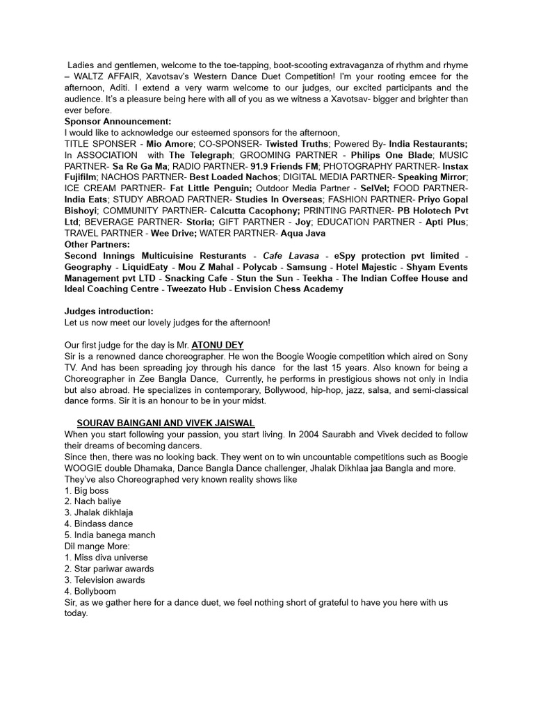 Dance Emcee | PDF | Performing Arts