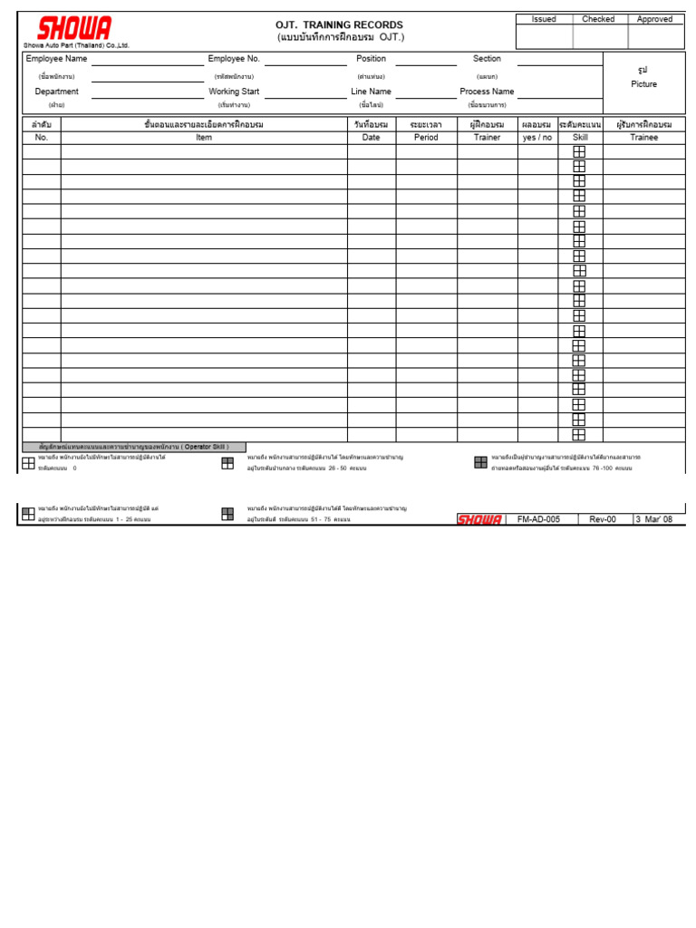 FM-AD-005 On The Job Training (OJT) | PDF