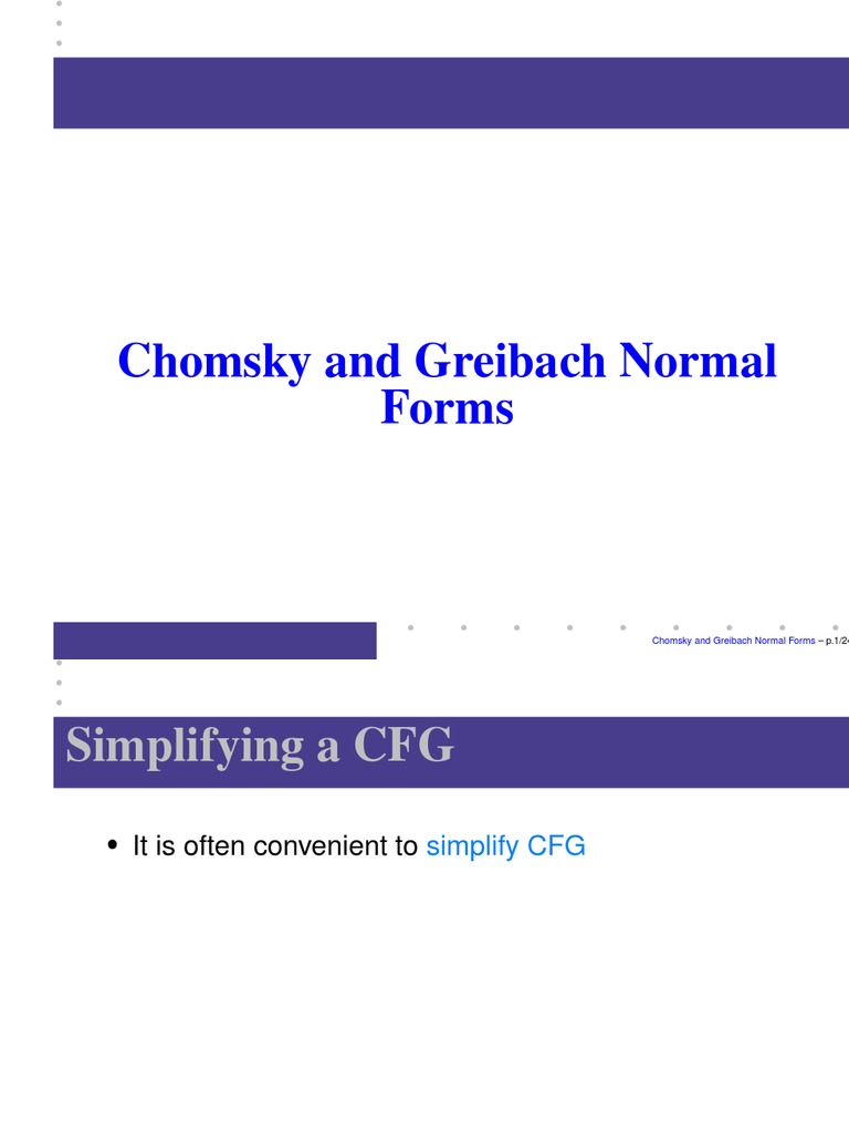 Chomsky And Greibach Normal Forms Pdf Metalogic Syntax Logic 6426