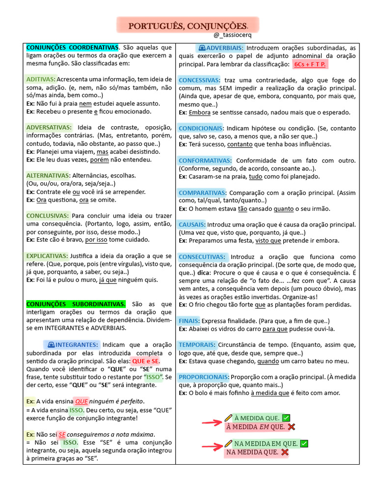 Português, Conjunções | PDF