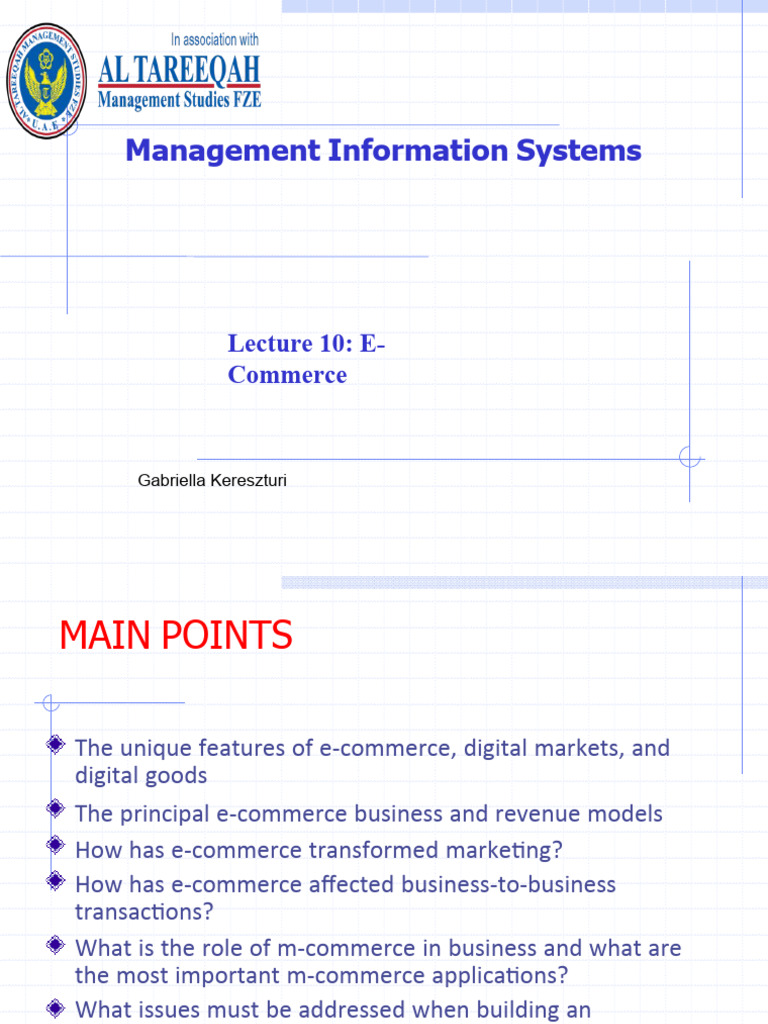 Lecture 10 - E Commerce | PDF | E Commerce | Online Shopping