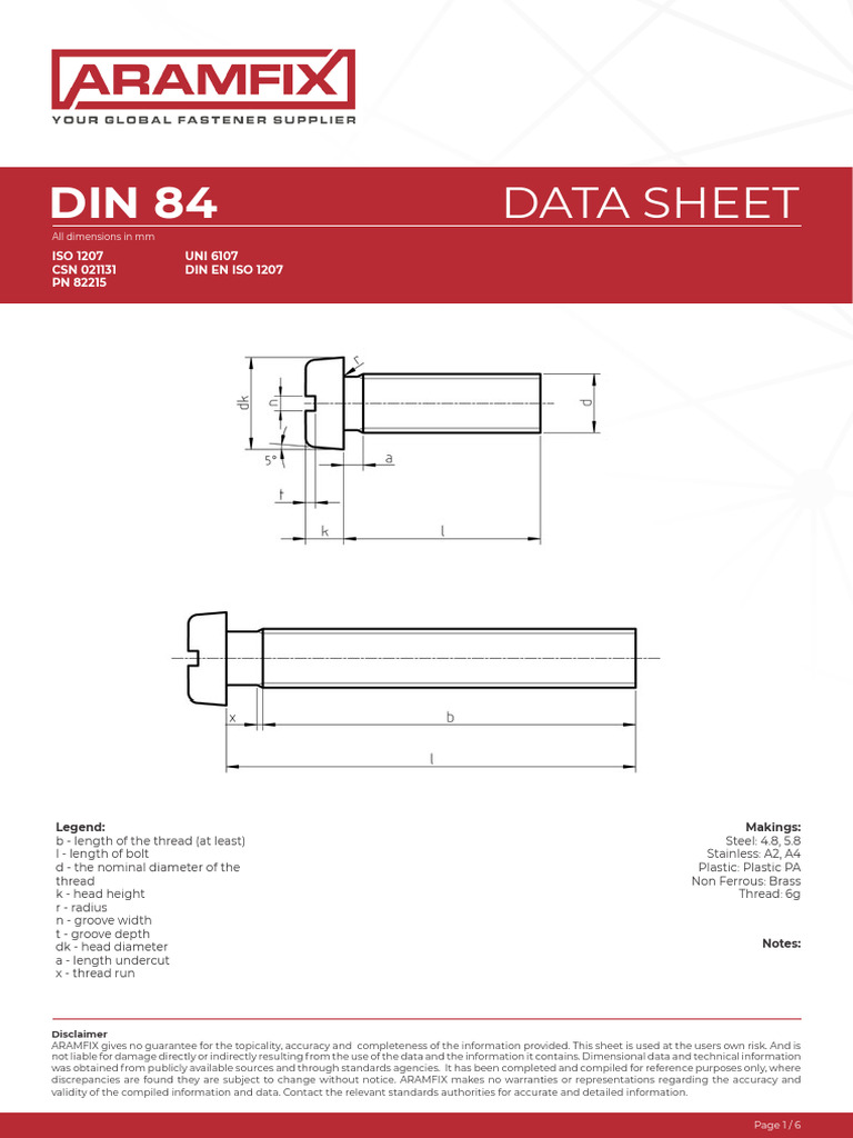 Datasheet Din 84 | PDF | Steel | Heat Treating