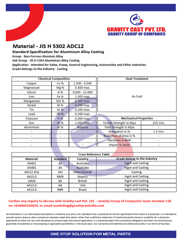 Jis H 5302 Adc12 | PDF | Alloy | Aluminium