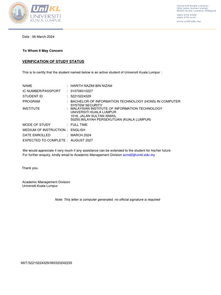 Teks Verification for Student Status | PDF | Career & Growth | Business