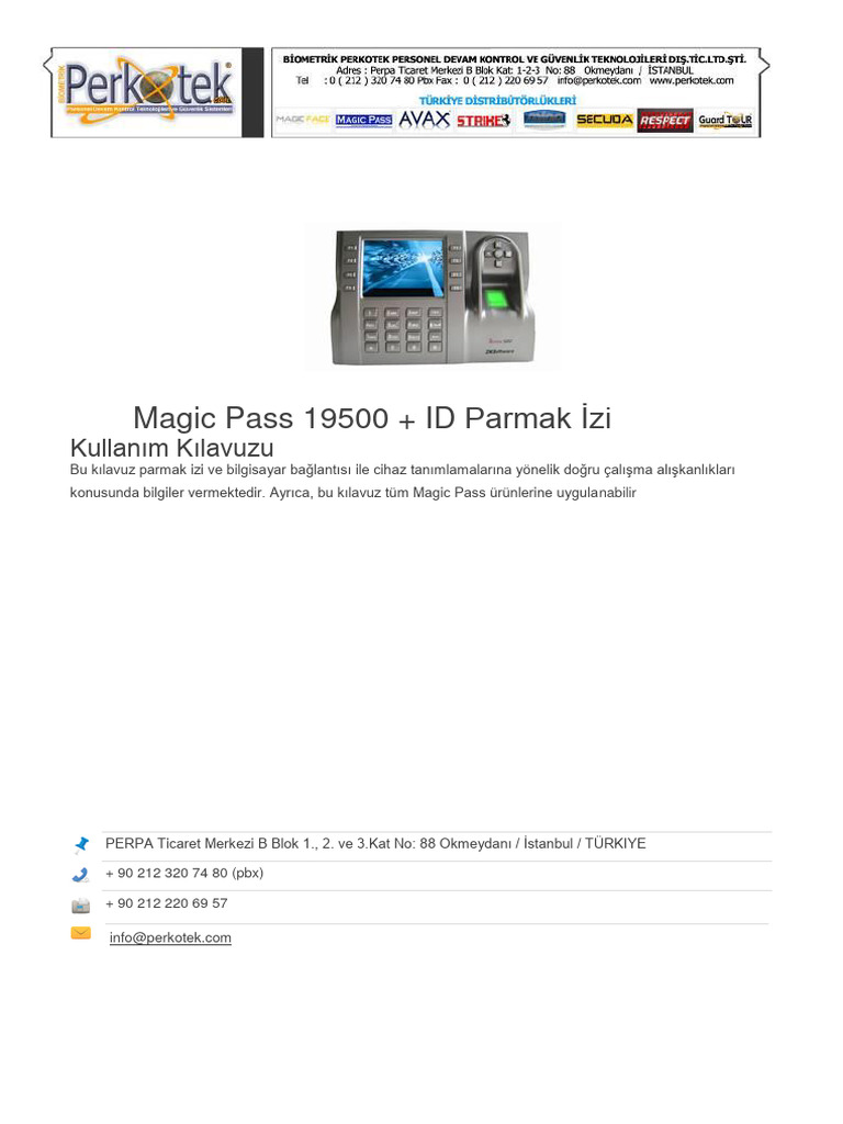 38 Magicpass19500 Parmak Izi Okuycu Kullanim Kilavuzu | PDF