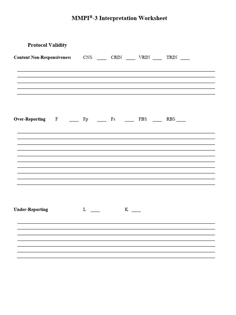 Mmpi 3 Interpretation Worksheet | PDF