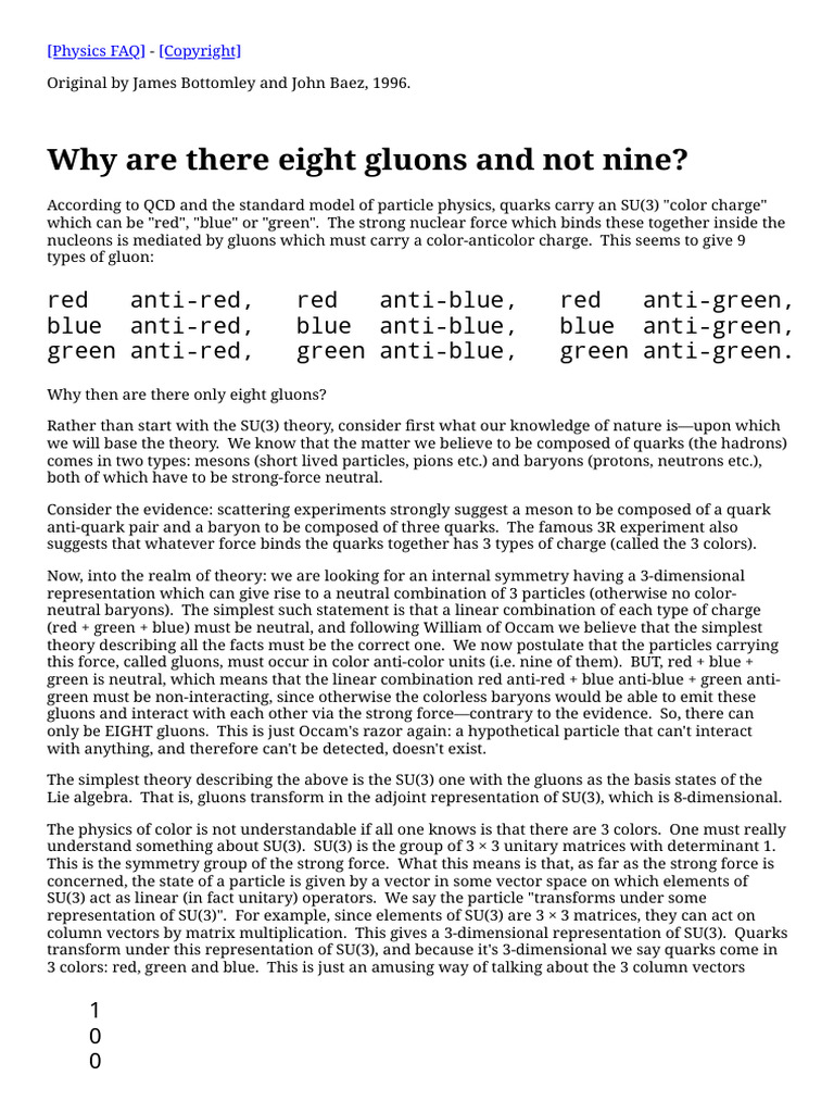 Why Are There Eight Gluons | PDF