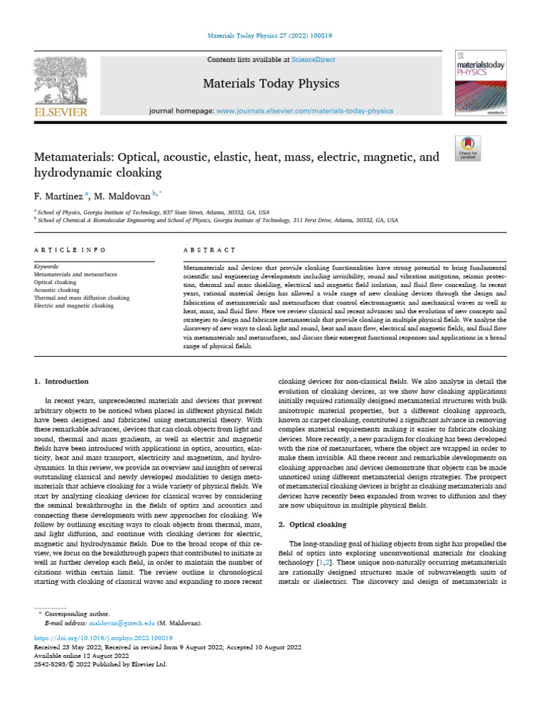 M. Maldovan - Metamaterials Optical, Acoustic, Elastic, Heat, Mass ...