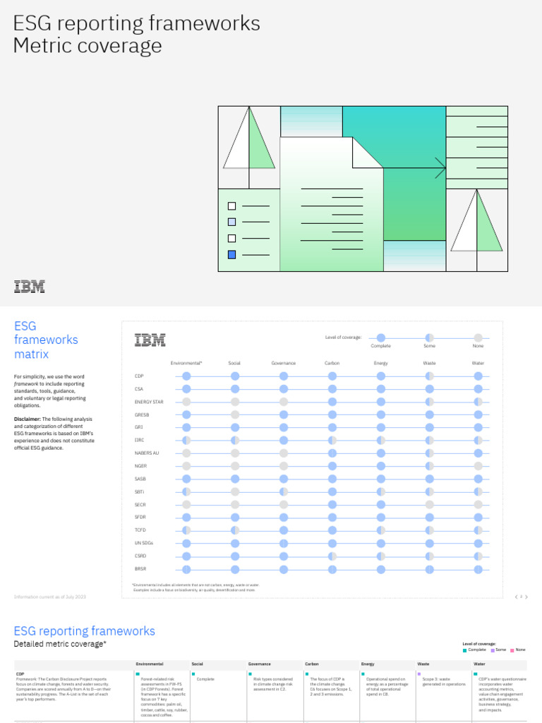 ESG reporting frameworks Metric coverage | PDF | Economy And The ...