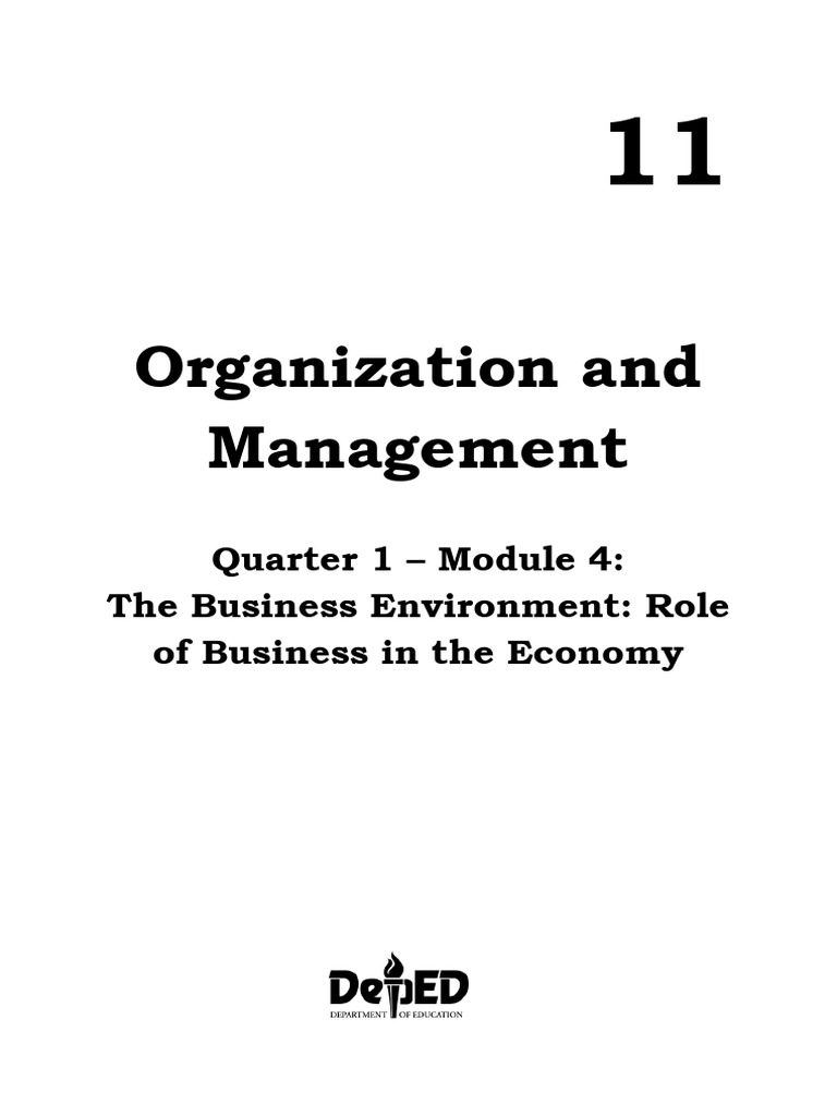 Revised Module 4 Q1 Organization and Management 1 | PDF | Money | Economies
