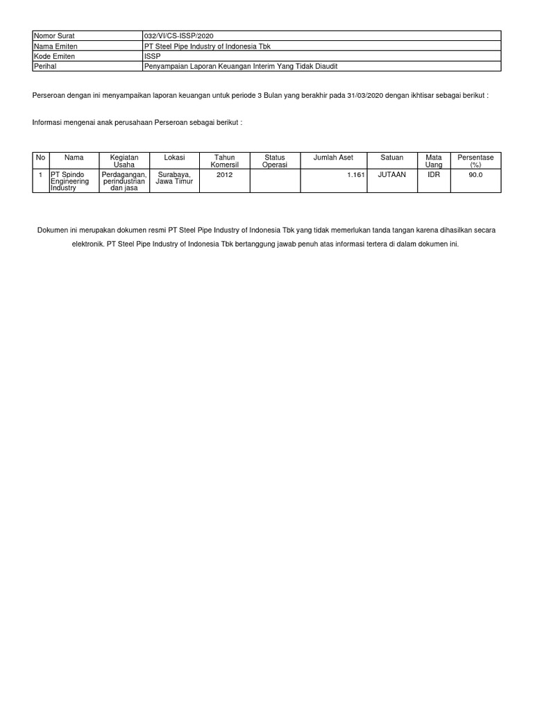 FinancialStatement 2020 I ISSP | PDF