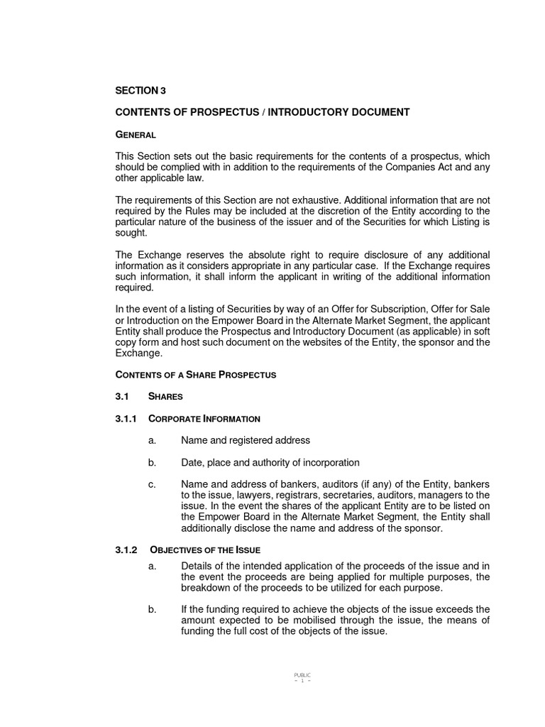 Prospectus Requirements for Securities Listing | PDF | Loans | Mergers ...