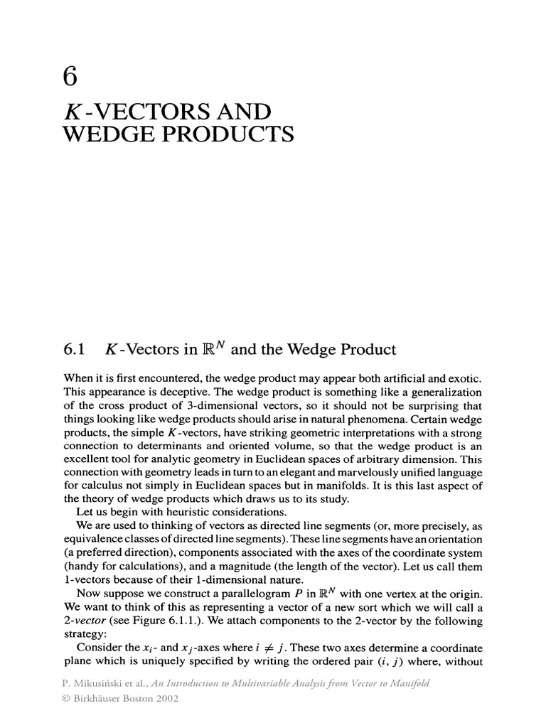 K-Vectors and Wedge Products - Mikusinski, Taylor | PDF | Euclidean ...