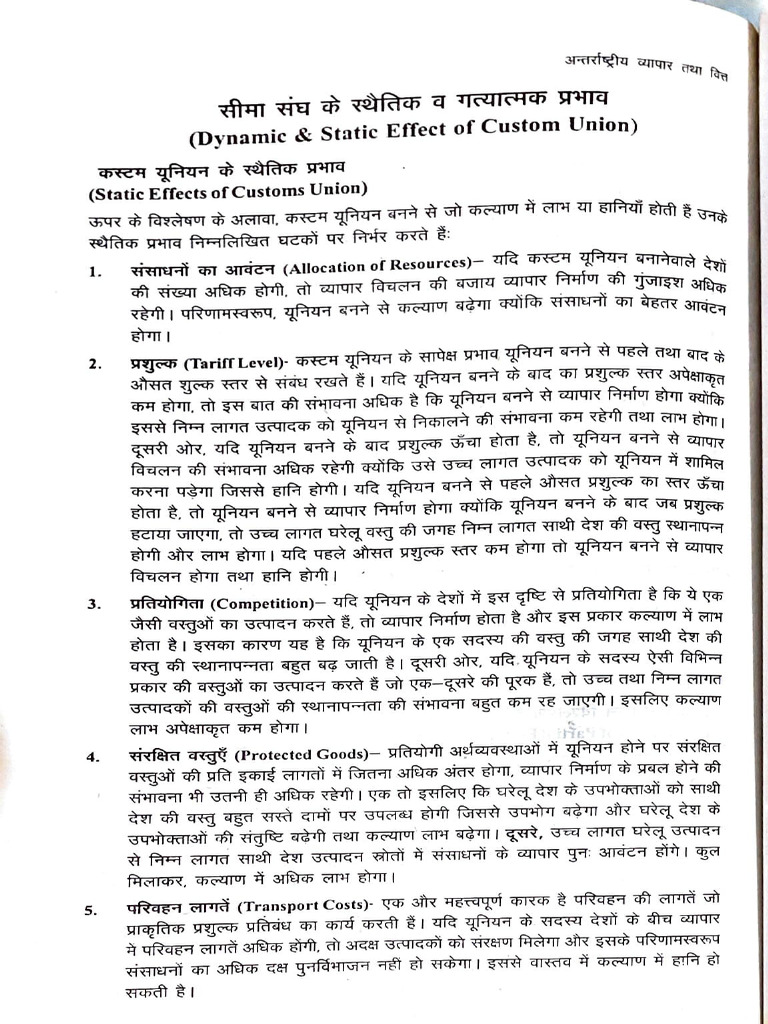 Static and Dynamic Effects of Custom Union | PDF