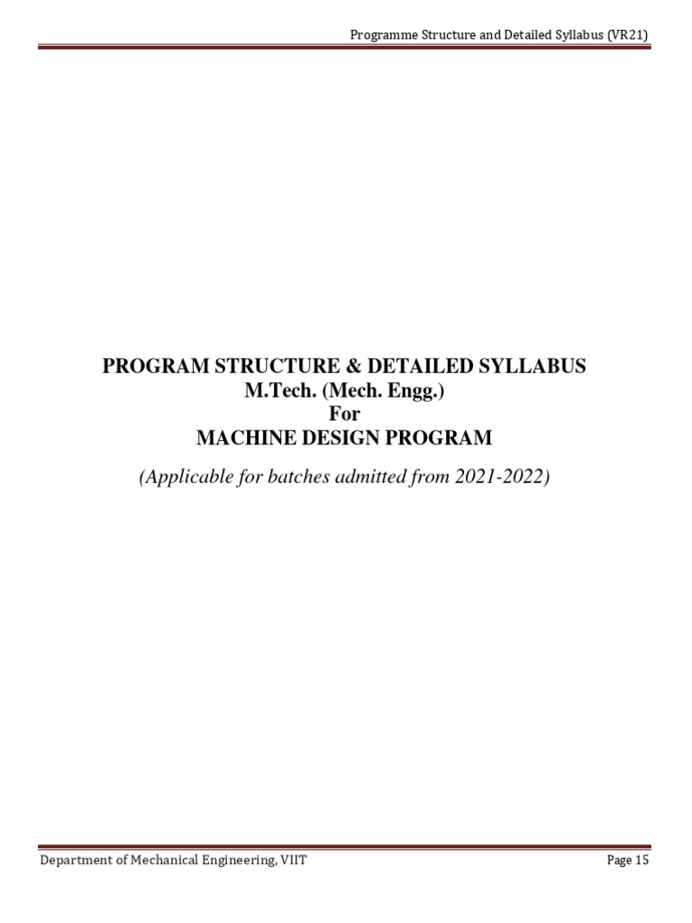 VR21 MTech - Machine Design Syllabus | PDF | Fracture Mechanics ...